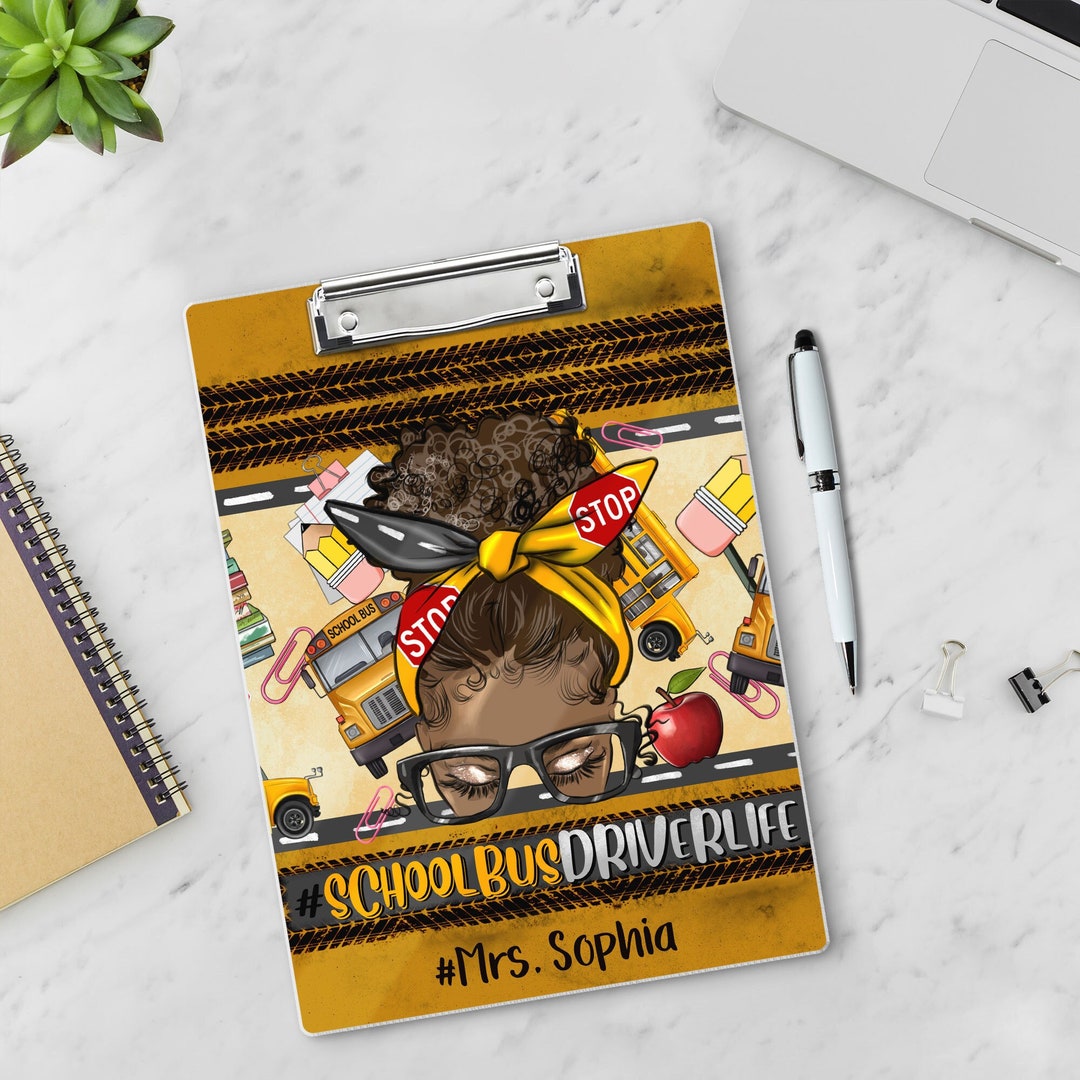 Personalized School Bus Driver Acrylic Clipboard, Bus Driver Clipboard ...