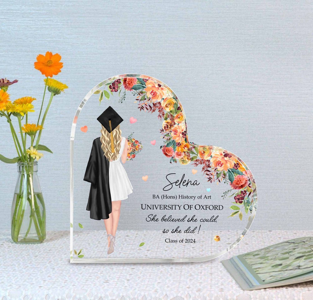 Personalized Graduation Print Heart Acrylic Plaque, College Graduation ...