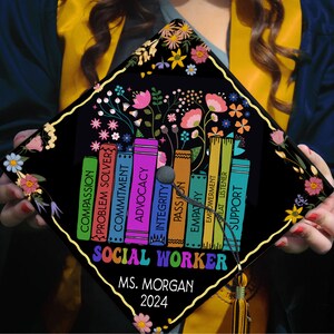 Personalized MSW Graduation Cap Topper, Social Worker Cap Topper ...