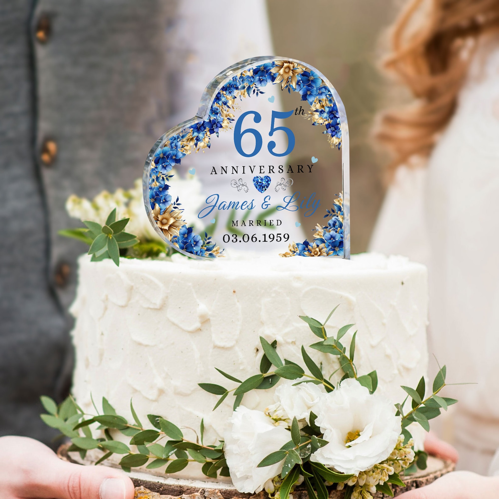 Personalized 65th Wedding Anniversary Cake Topper, 65th Anniversary Cake Topper, 65th Wedding ...