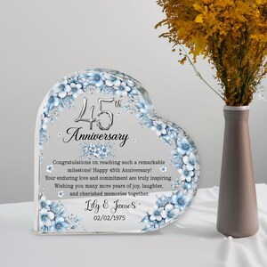 Personalized 45th Wedding Anniversary Heart Acrylic Plaque, 45th ...