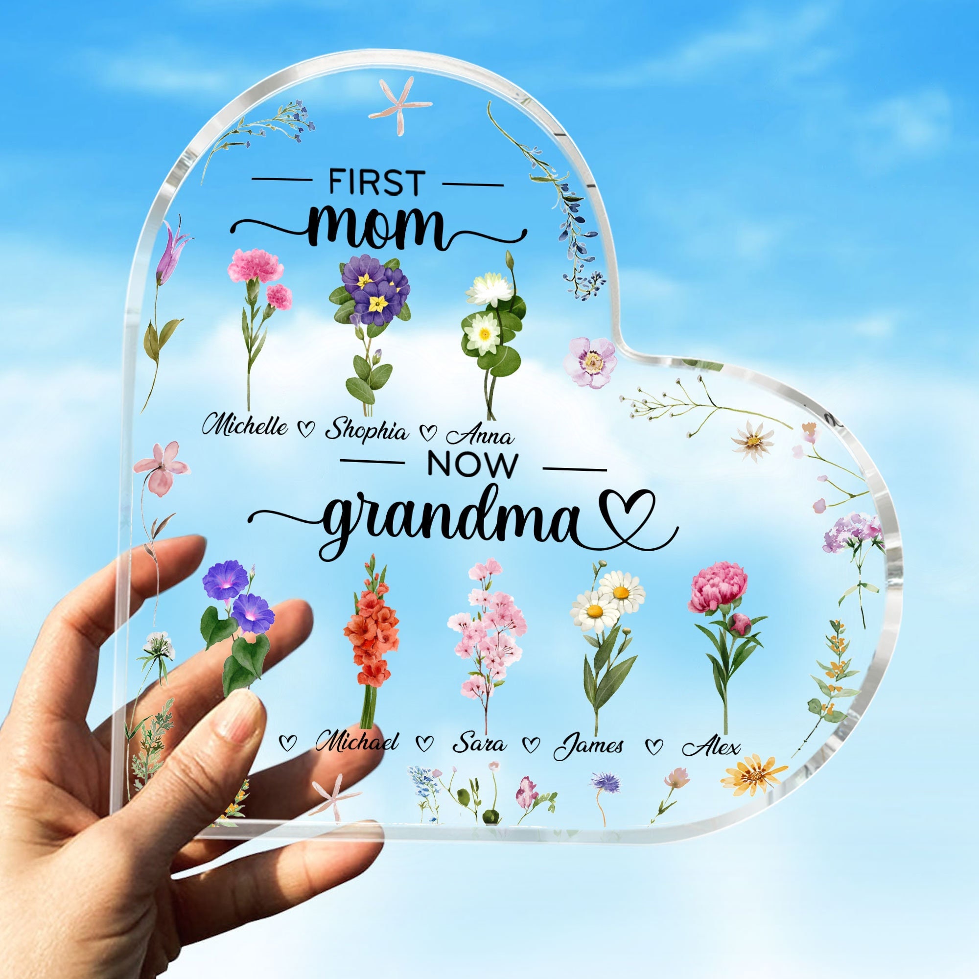 Personalized Birth Month Flowers Gifts for Mom Grandma First - Etsy