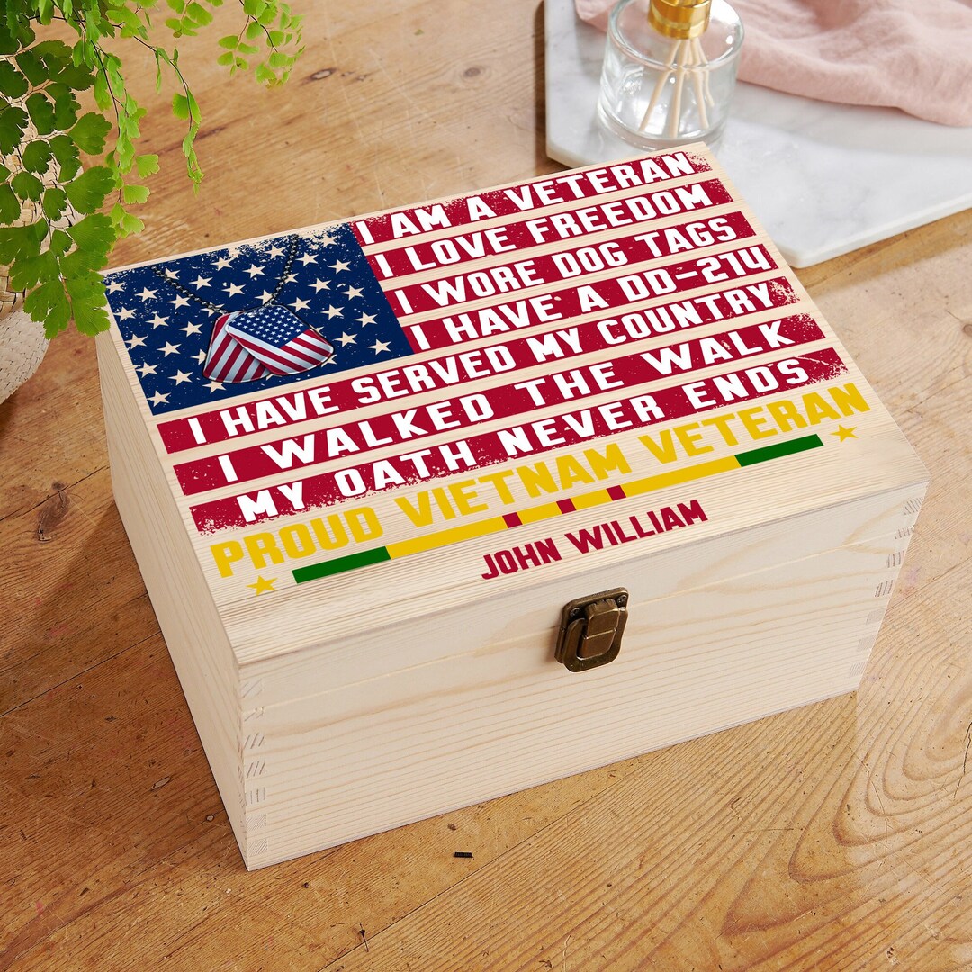 Personalized Vietnam Veteran Memory Keepsake Box, Custom US Military ...