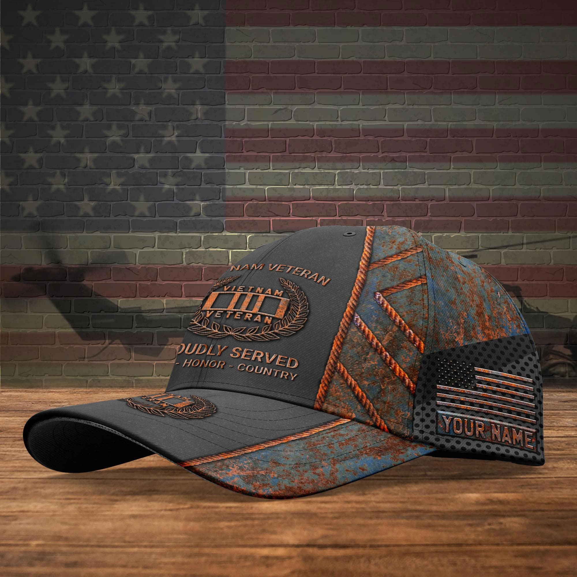 Personalized Proudly Served Vietnam Veteran Classic Cap, Duty Honor ...