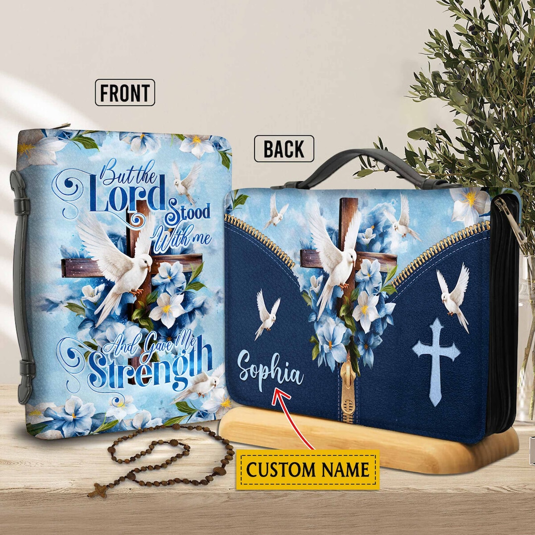 Personalized Christian Bible Cover, Custom Name Lord Stood With Me ...