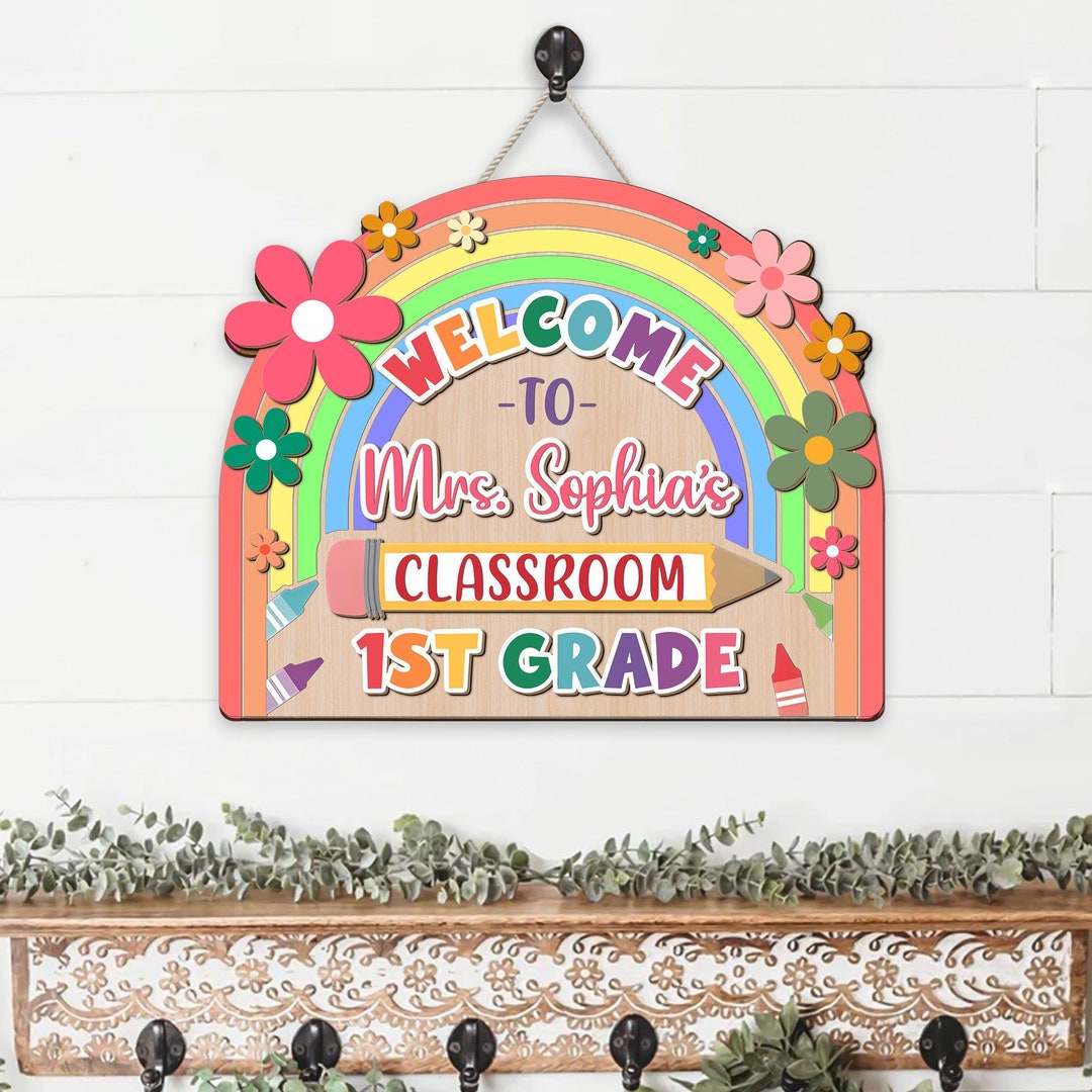 Personalized Teacher Door Sign, Custom Teacher Name Sign, Classroom ...