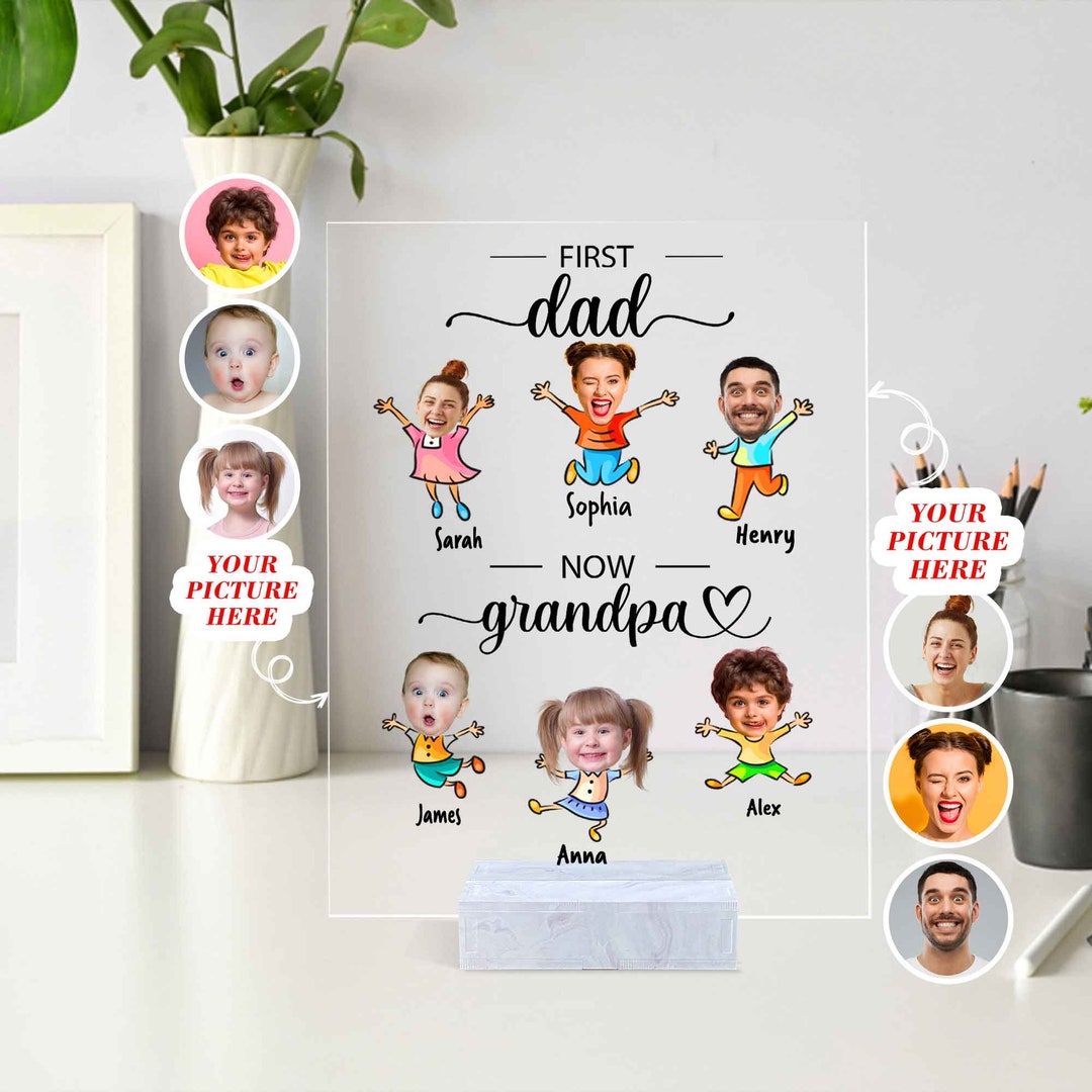 Personalized Face Photo Kids Acrylic Plaque, Custom First Dad Now ...