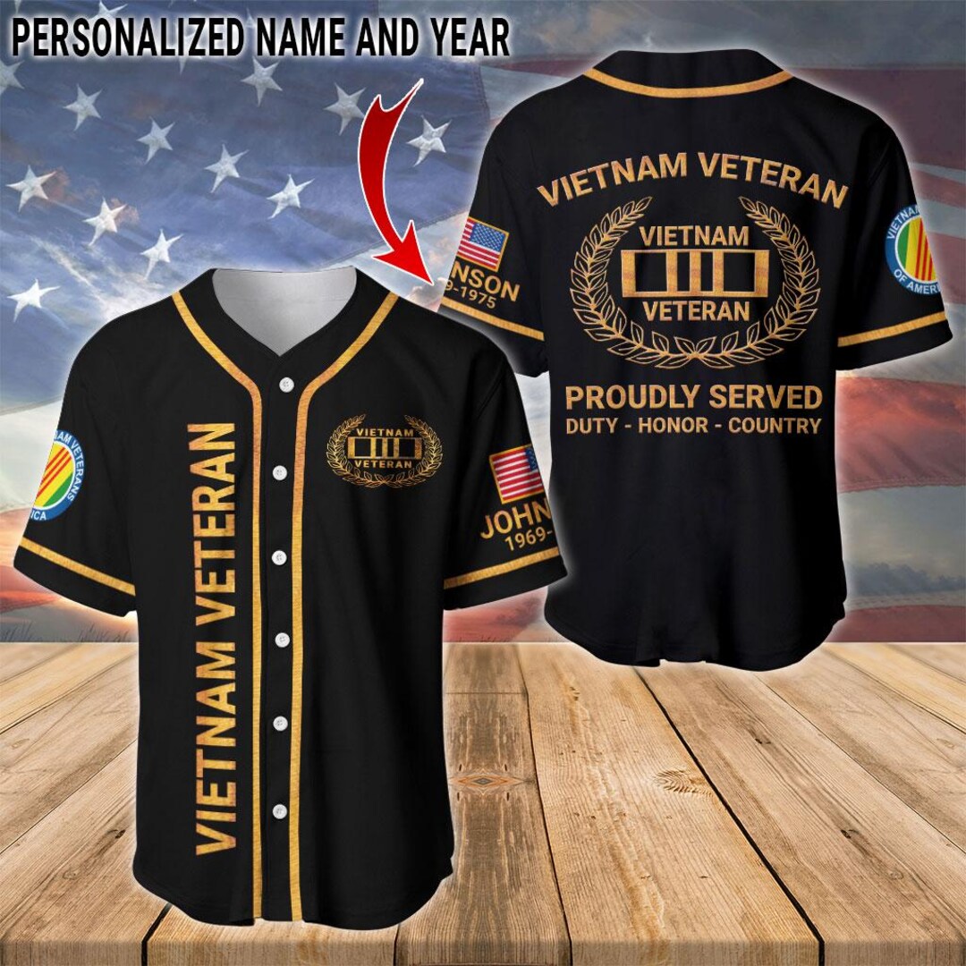 Vietnam Veteran Baseball Jersey and Shorts, Personalized Name & Year ...