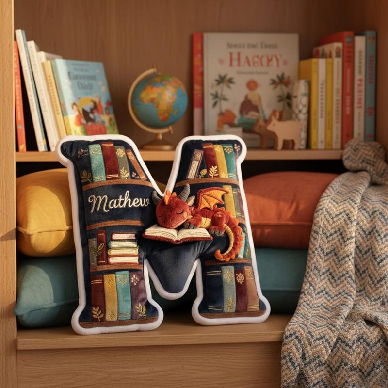 Book Dragon Custom Pillow - Etsy