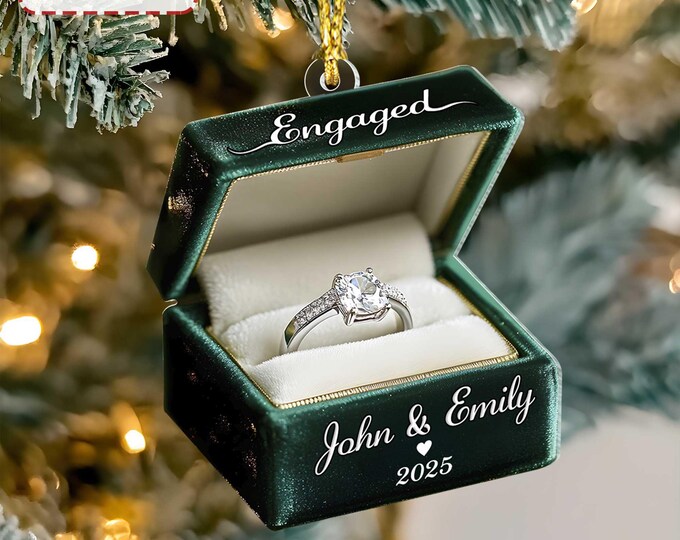 Personalized Engaged Ring Box Acrylic 2D Flat Ornament, Christmas Gifts ...