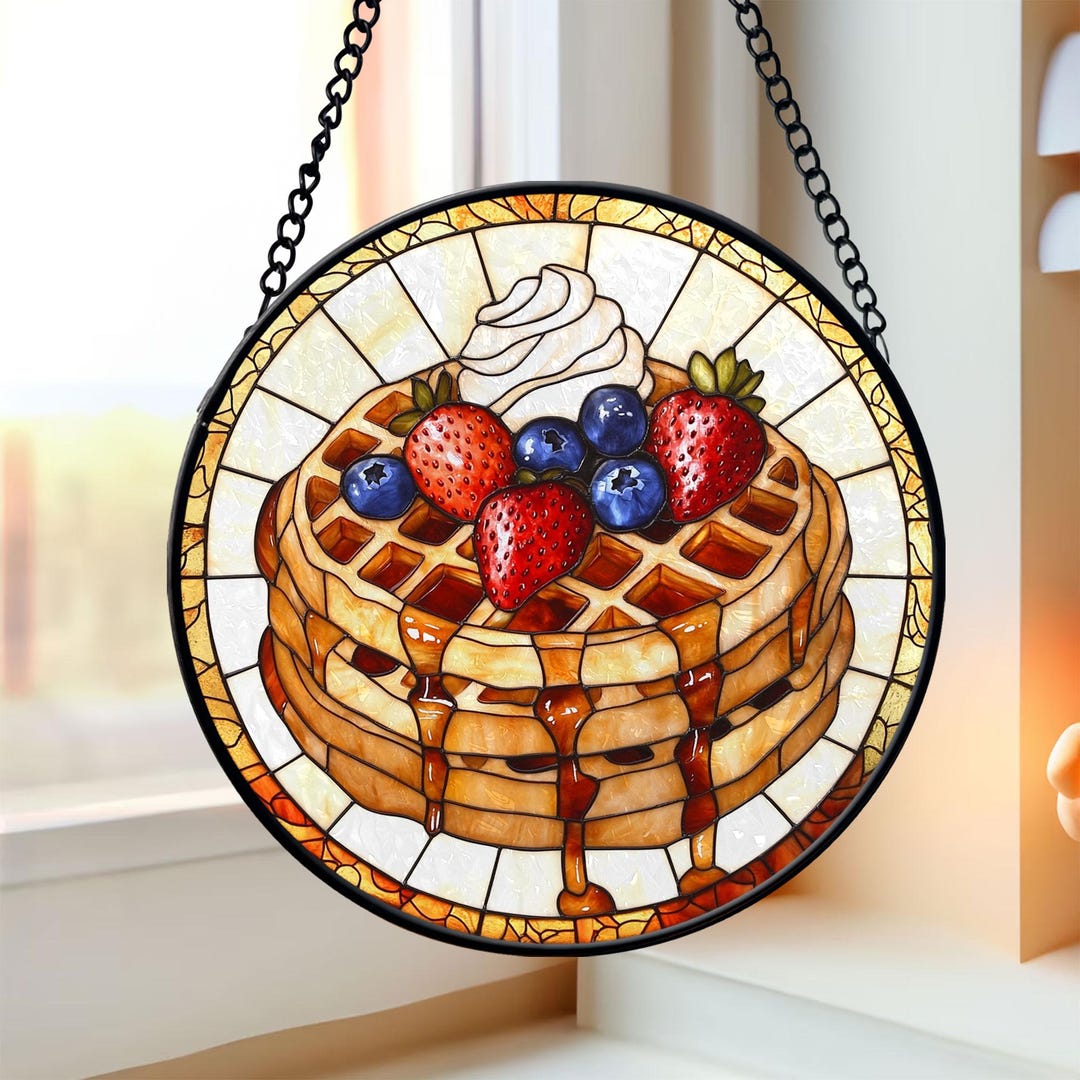 Pancake Faux Stained Glass Suncatcher, Food Window Hanging, Pancake ...