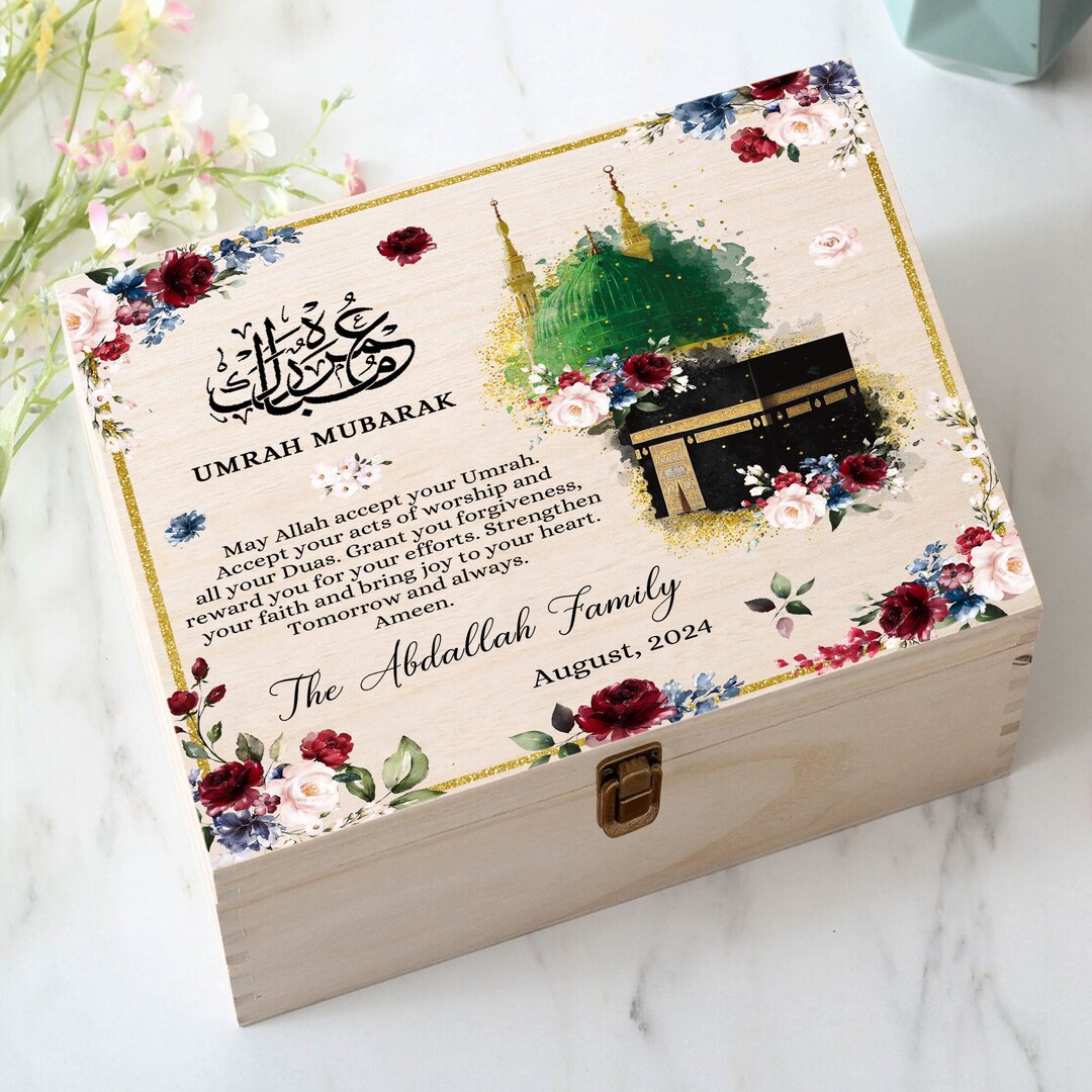 Personalized Umrah Mubarak Wooden Keepsake Box, Keepsake Box for Muslim ...