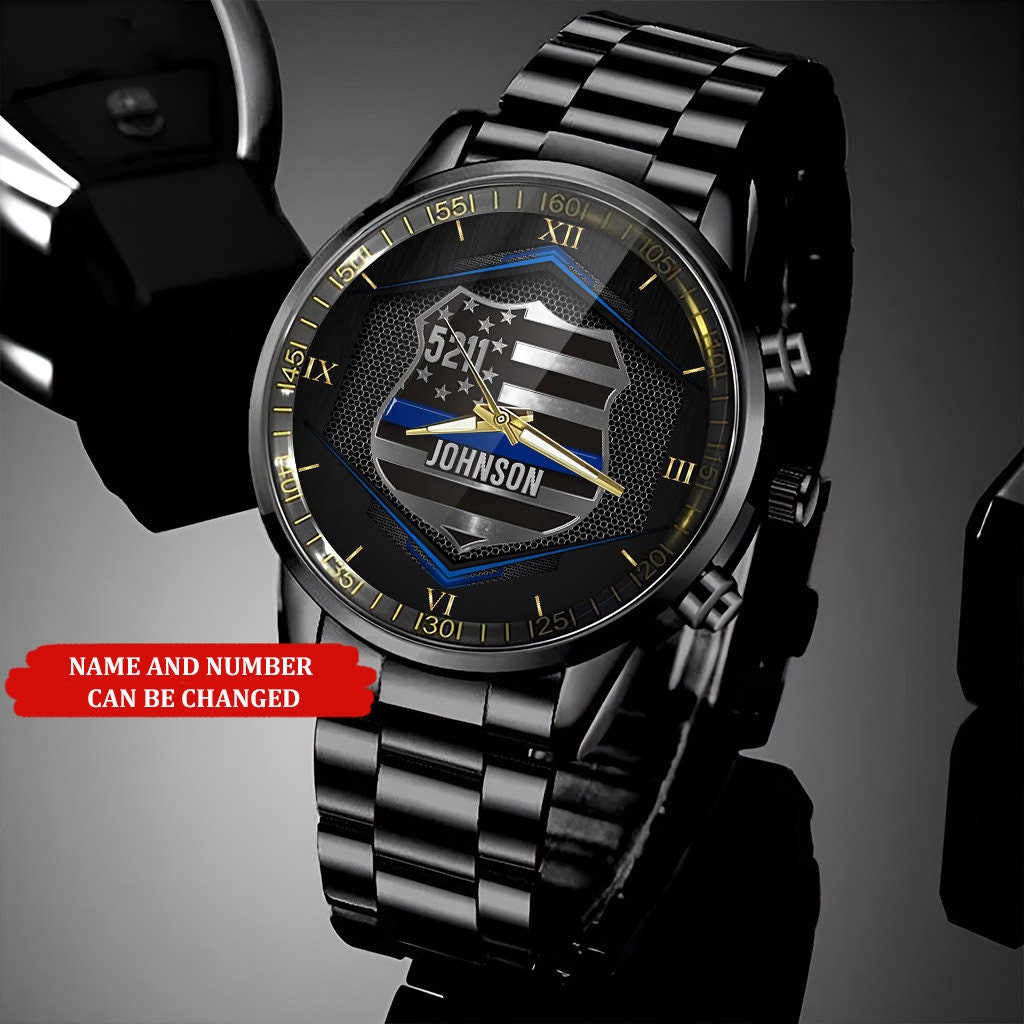 Personalized Police Officer Custom Business Watch Gift, Police Badge ...