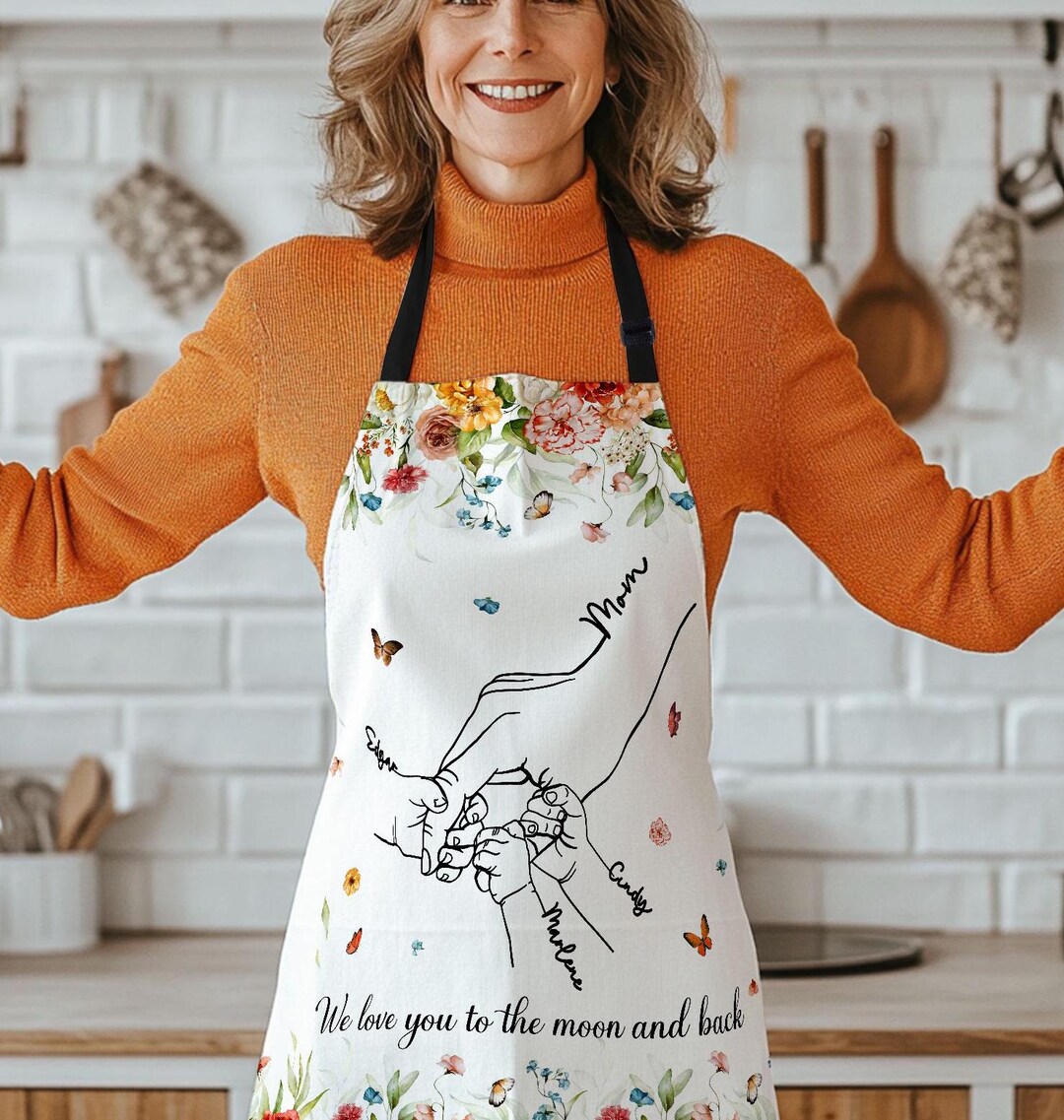 Personalized Grandma Apron, Mom Apron, Custom Floral Apron Gift for ...