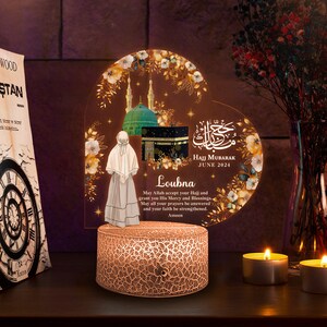 Custom Hajj Mubarak 3D Led Light Acrylic Base, Family Islamic Room ...