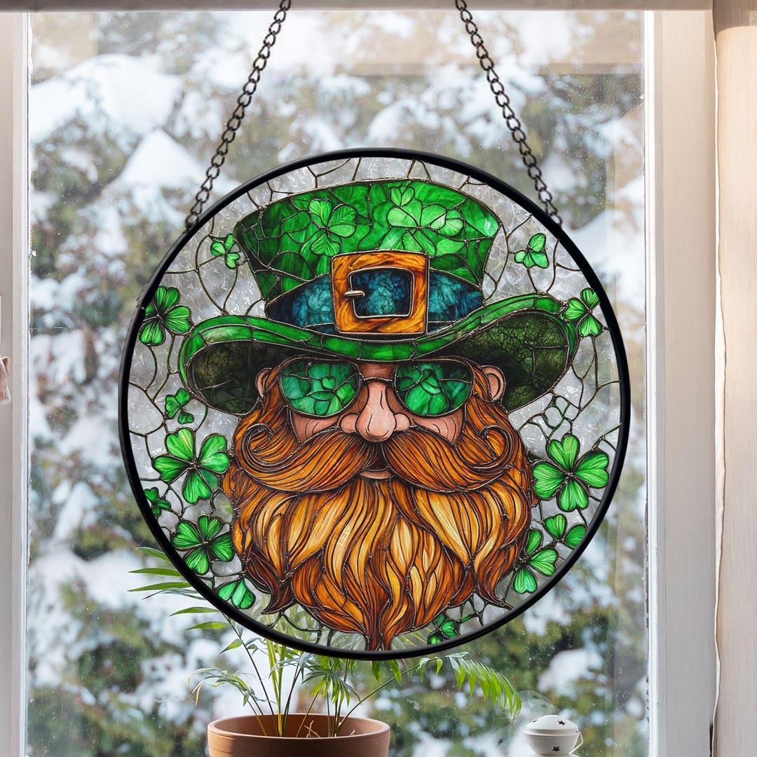 Shamrock Window Hanging, Shamrock Faux Stained Glass Suncatcher ...