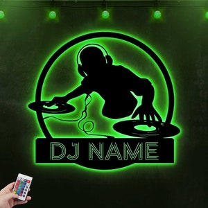 Personalized Name DJ Metal Sign With Led Lights, Custom DJ Gifts ...