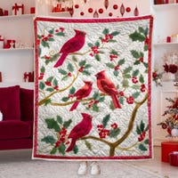 Cardinal Birds Christmas Throw Sized Quilt - Etsy