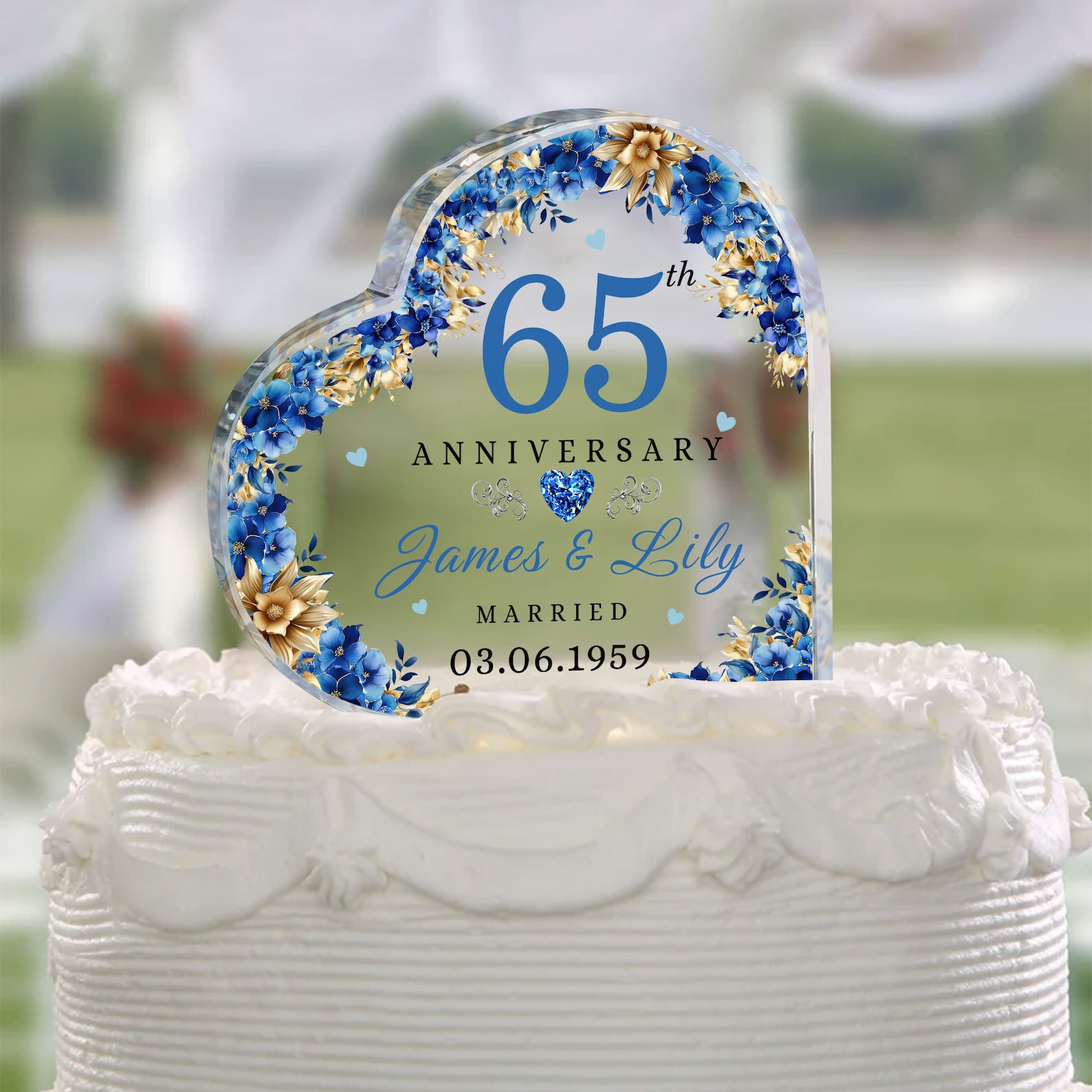 Personalized 65th Wedding Anniversary Cake Topper, 65th Anniversary ...