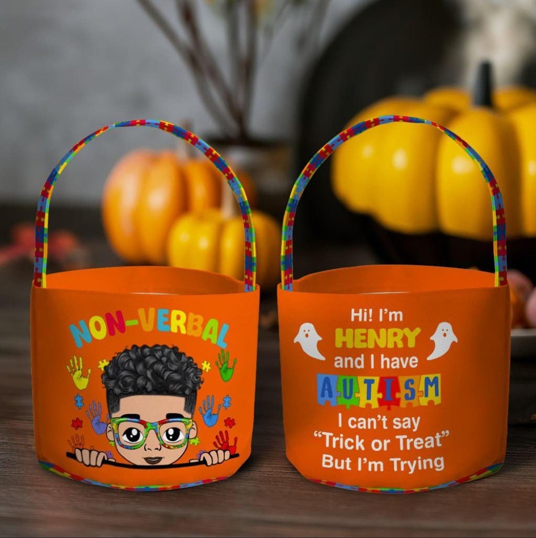 Personalized Autism Trick or Treat Candy Bag for Kids, Halloween Treats ...