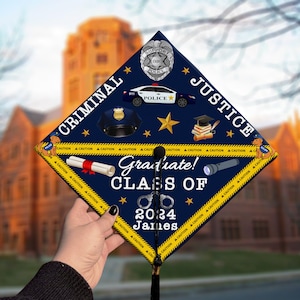 Custom Criminal Justice Graduation Cap Topper, Criminology Grad Cap ...