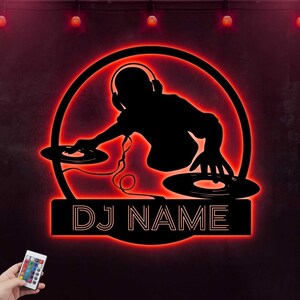 Personalized Name DJ Metal Sign With Led Lights, Custom DJ Gifts ...
