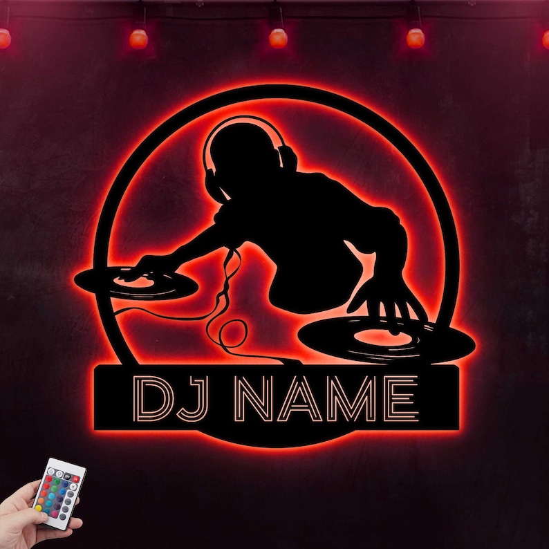 Personalized Name DJ Metal Sign With Led Lights, Custom DJ Gifts ...
