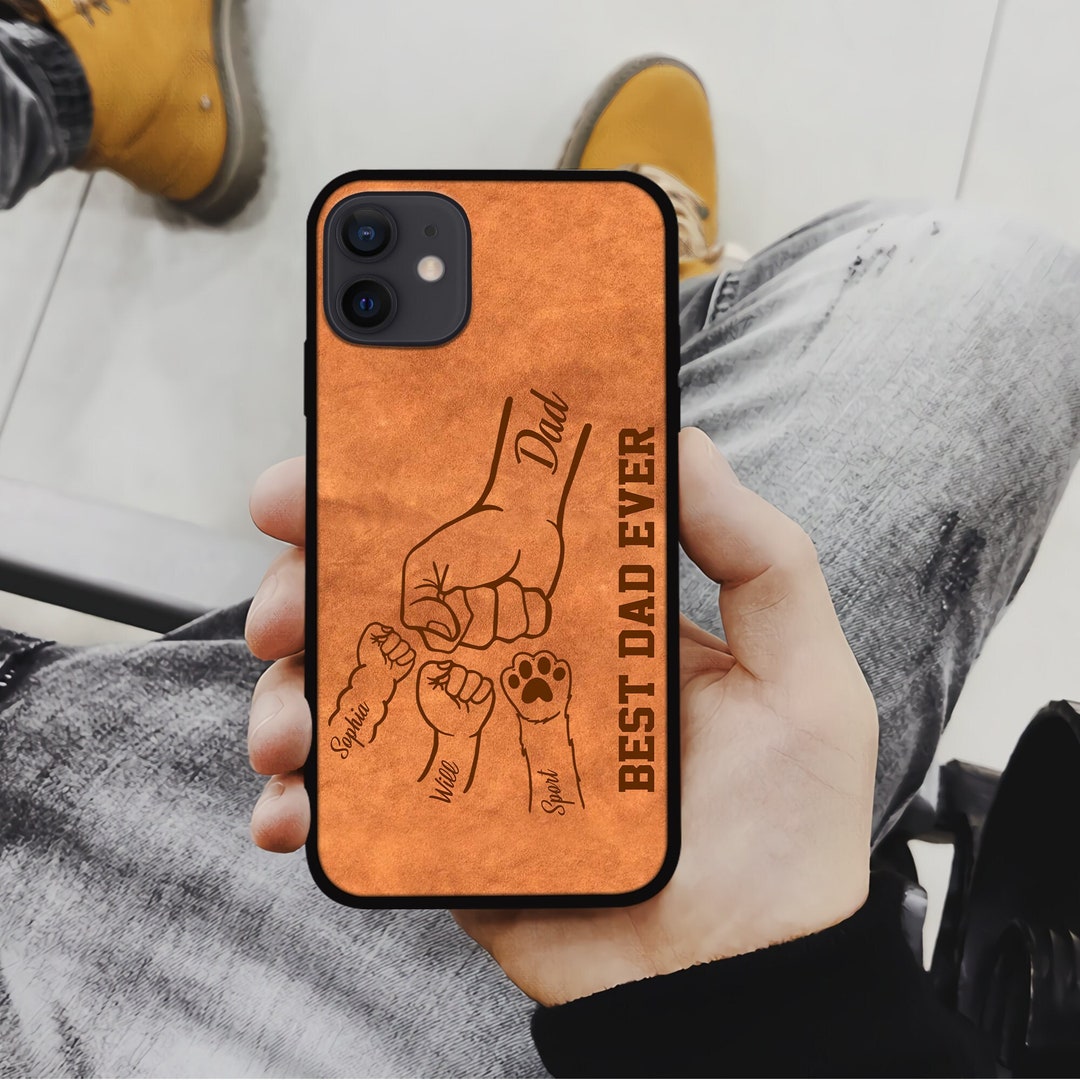 Personalized Fist Bump Dad Kids Pet Phone Case, Phone Case Gift for Him ...