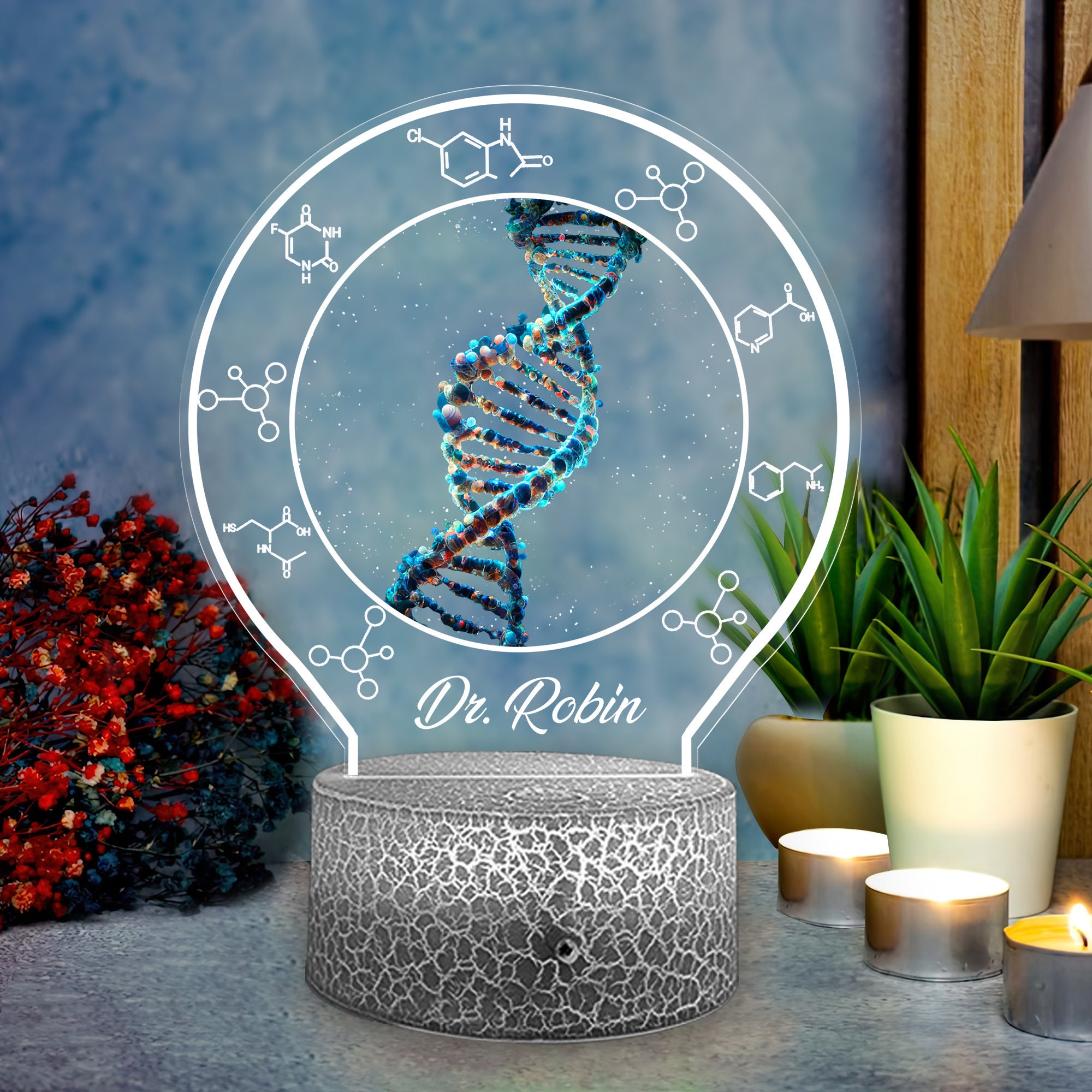 Personalized DNA Science 3D Lamp Biology Science Gift Decor - Etsy