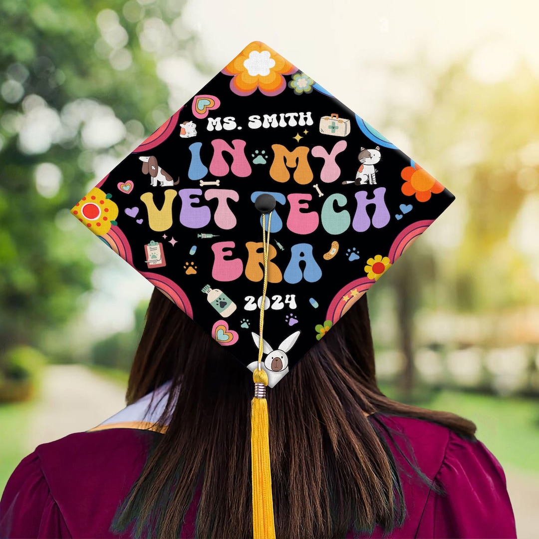 Personalized Veterinarian Graduation Cap Topper, Vet Grad Cap Topper ...