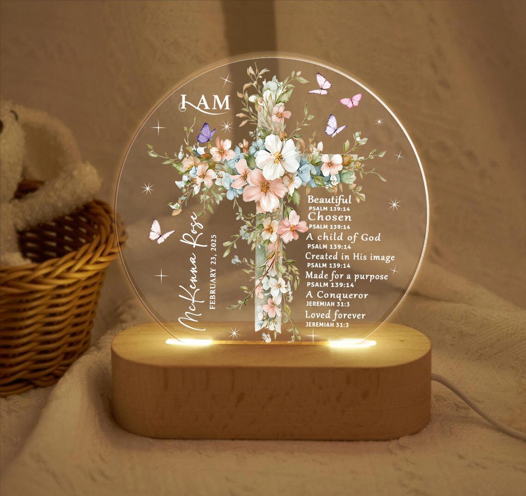 Personalized Baptism Led Light, First Communion Led Light, Christening ...