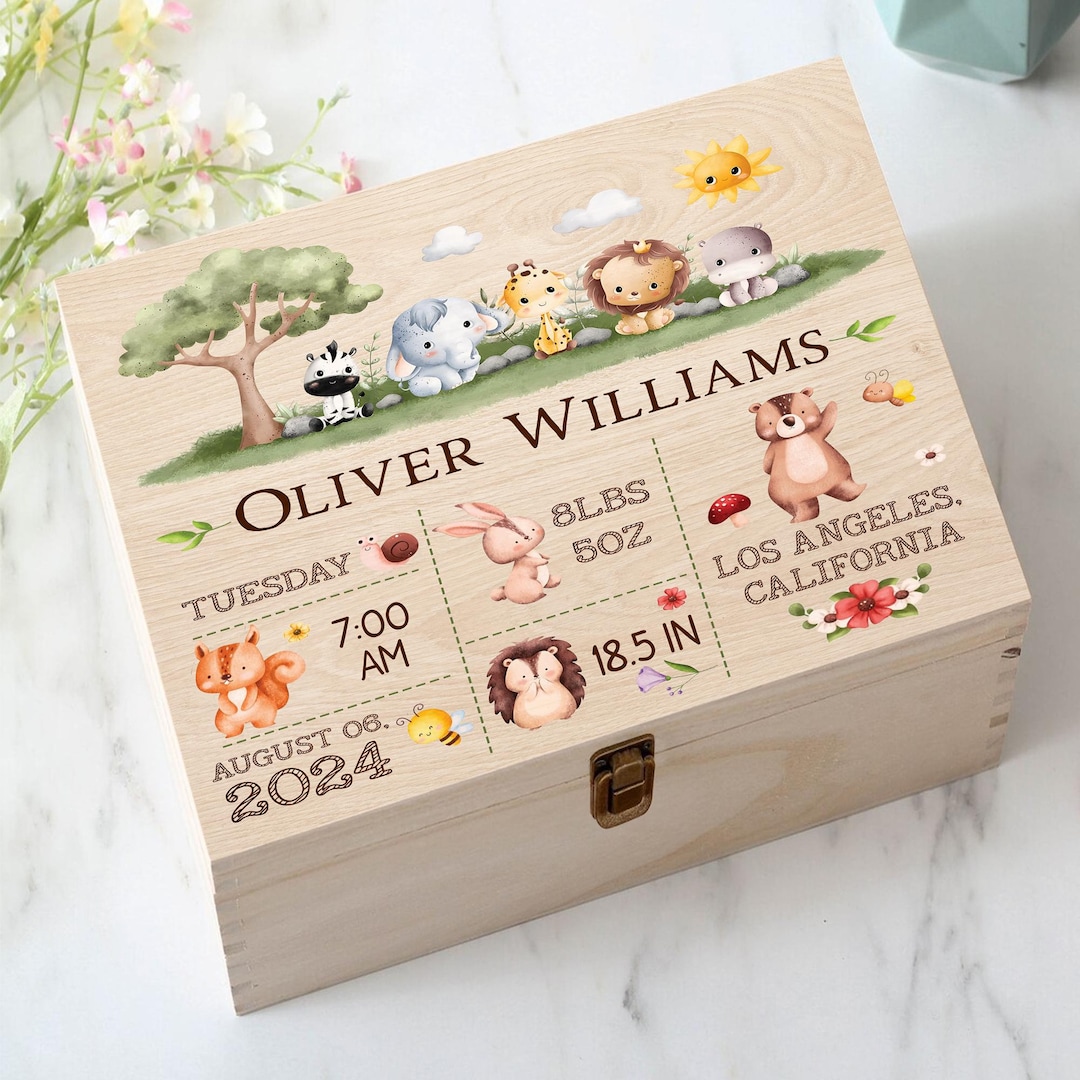 Personalized Baby Memory Wooden Keepsake Box, Christmas Gift, Keepsake ...