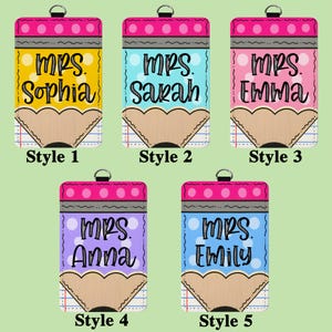 Custom Name Teacher Leather ID Card Holder, Custom Teacher Lanyard ...