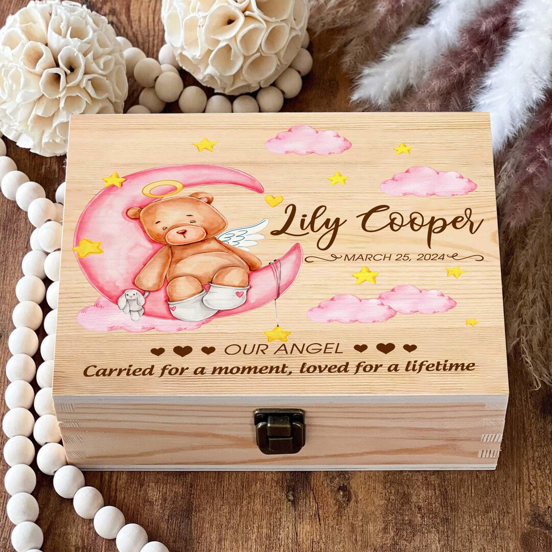 Personalised Baby Loss Wooden Keepsake Box, Miscarriage Memory Box ...