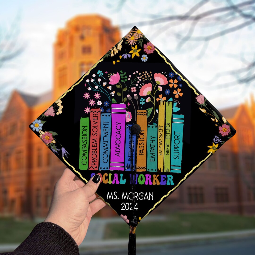 Personalized MSW Graduation Cap Topper, Social Worker Cap Topper ...