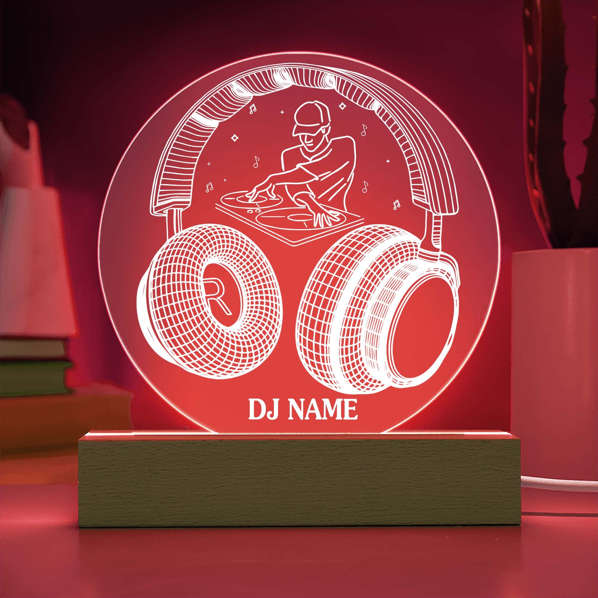 Custom DJ 3D Led Light Wooden Base, Custom DJ Player Gifts, Lamp Gifts ...
