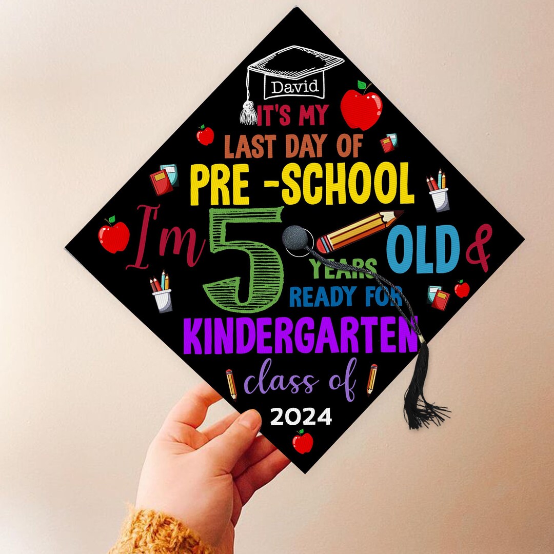 Personalized Kindergarten Graduation Cap Topper, Preschool Grad Cap ...