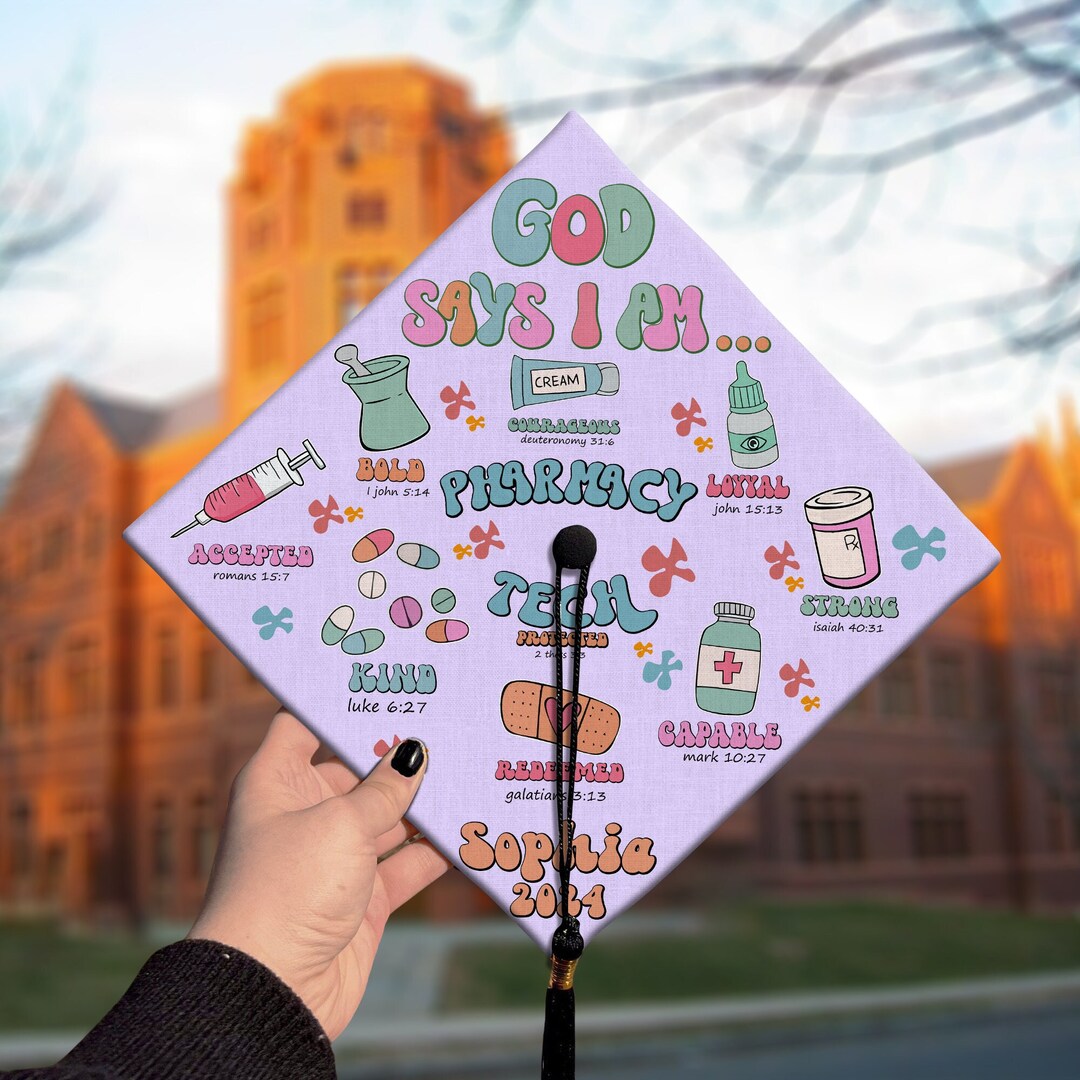 Personalized Pharmacist Graduation Cap Topper, Pharmacy Tech Grad Cap ...