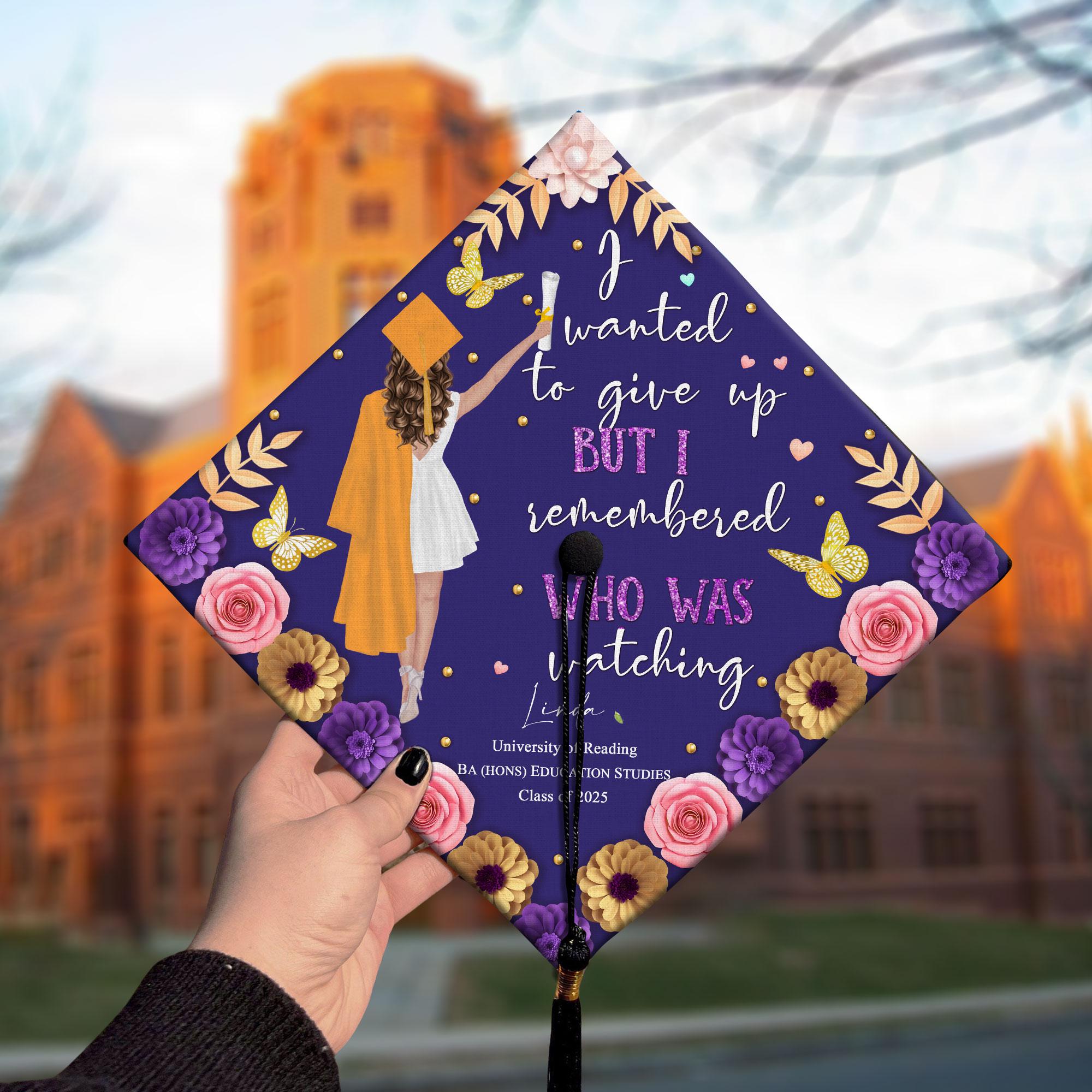 Graduation Cap Topper Remembered Who Was Watching Hat & Caps