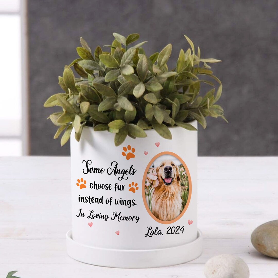 Custom Photo Pet Memorial Ceramic Plant Pot, Dog Loss Sympathy Gift ...