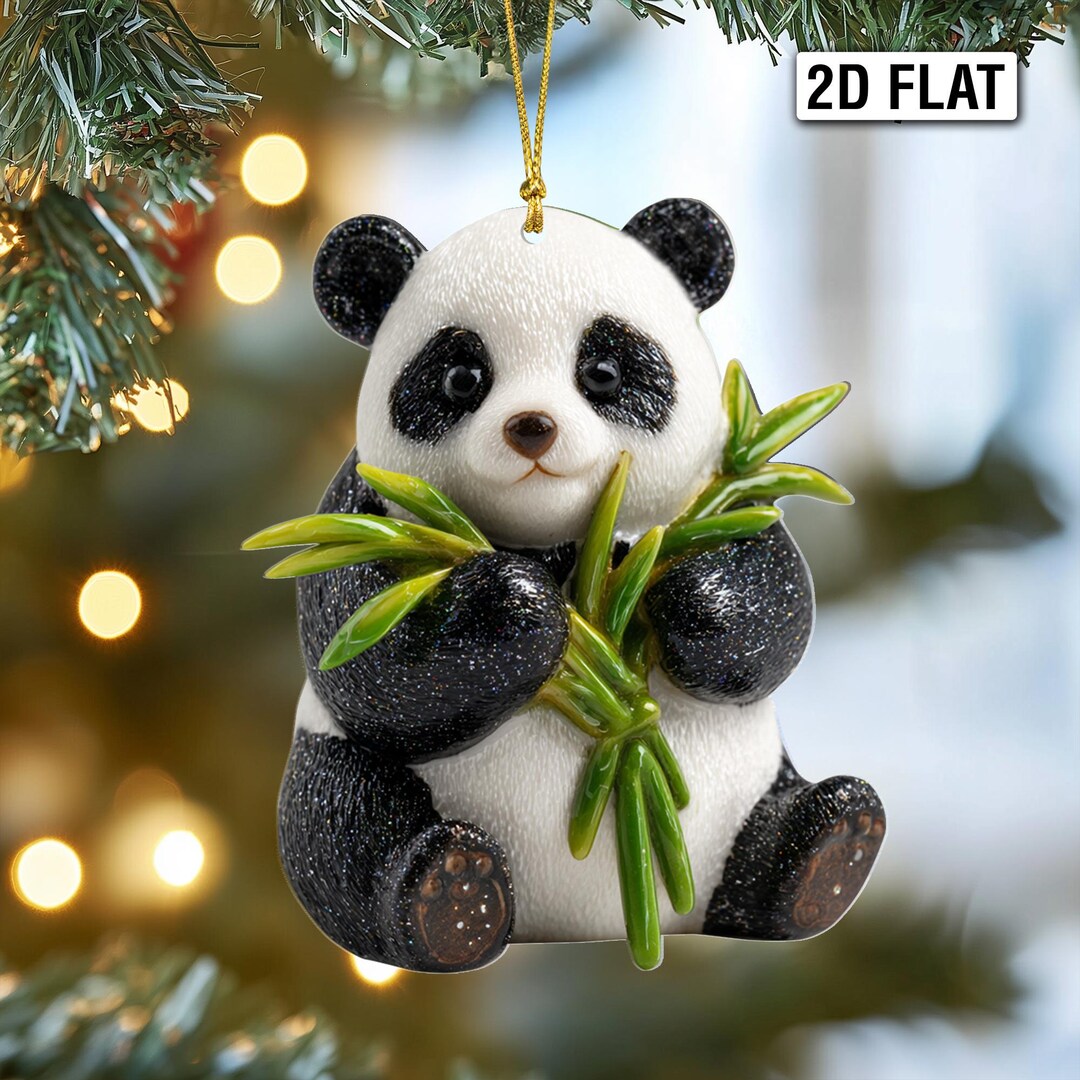 2D FLAT Panda Bamboo Acrylic Ornament, Panda Bear Home Decor, Panda ...