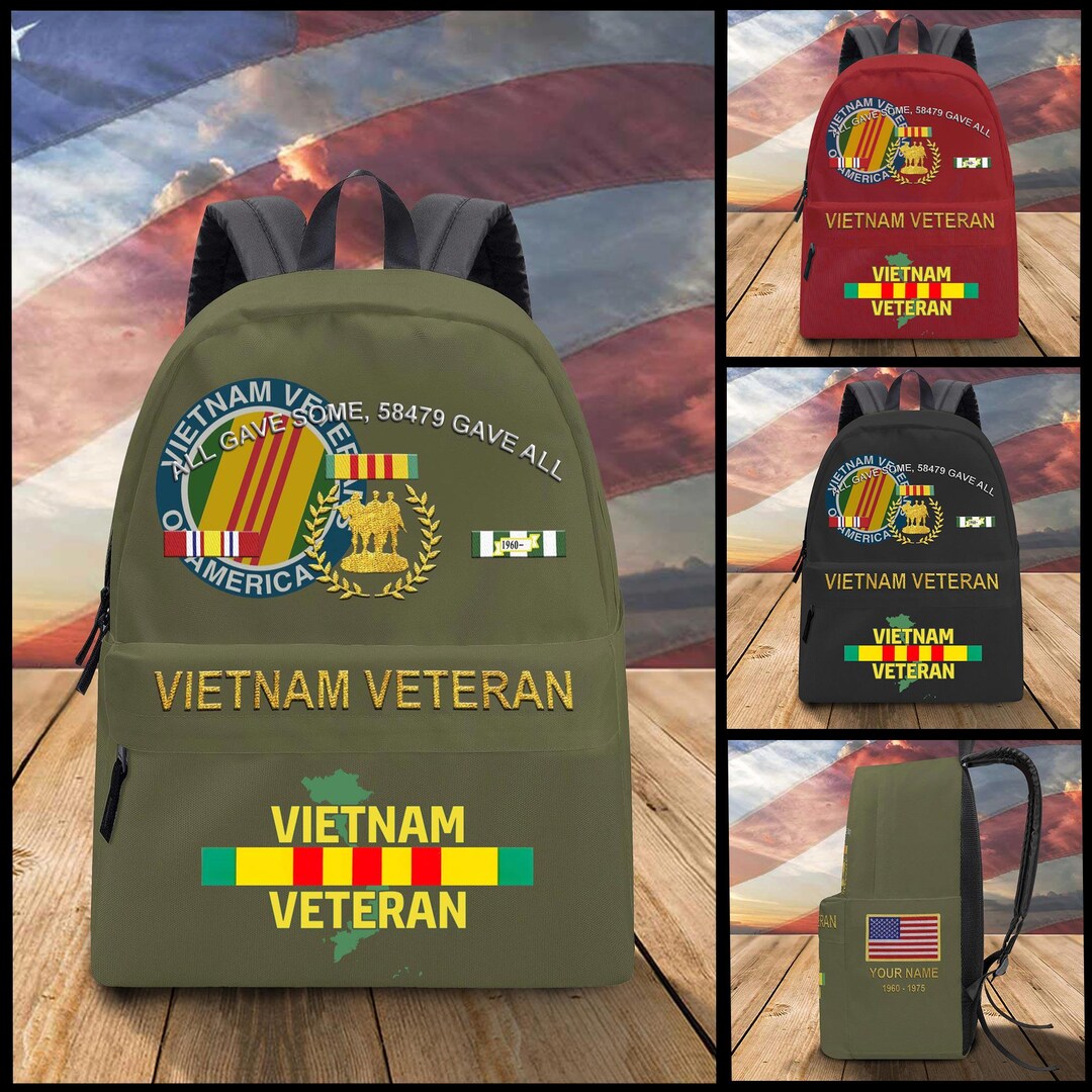 Personalized Proud Vietnam Veteran Backpack, US Military Gifts for Dad ...