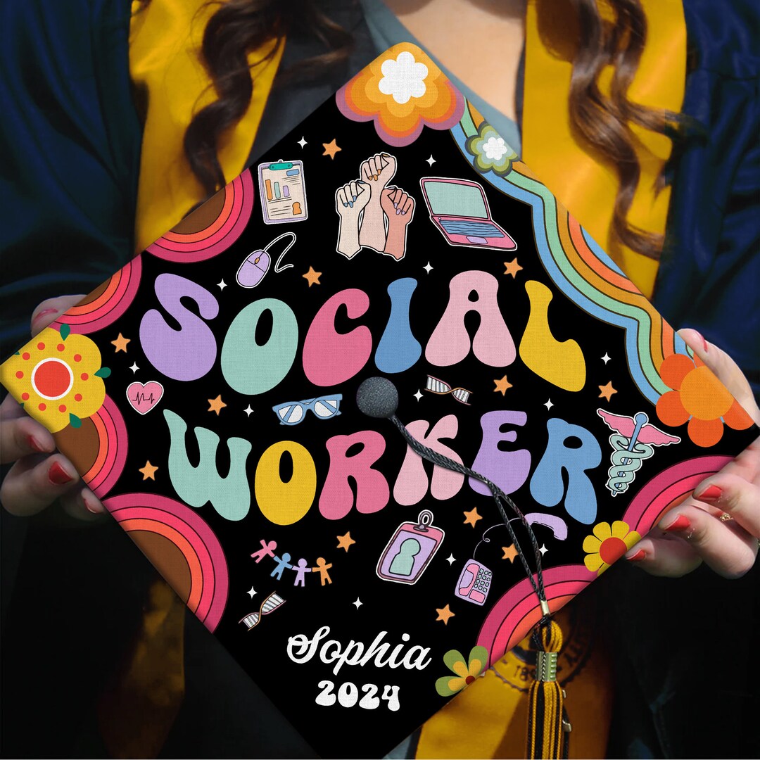 Personalized MSW Graduation Cap Topper, Social Worker Cap Topper ...