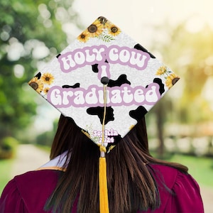 Personalized Funny Graduation Cap Topper, Holy Cow I Graduated Cap ...