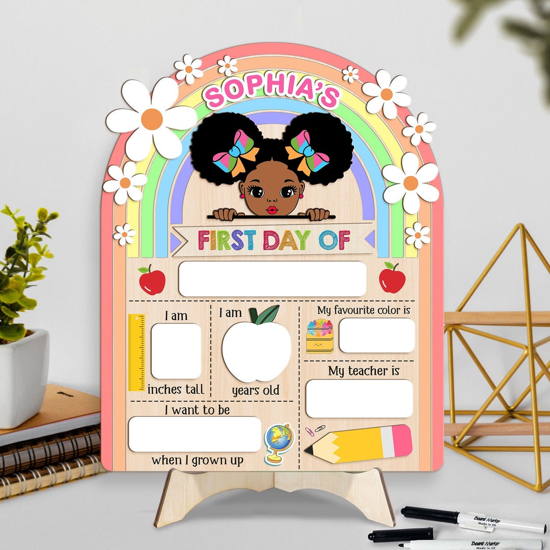 Personalized First Day of School Sign, Custom Reusable Chalkboard Sign ...