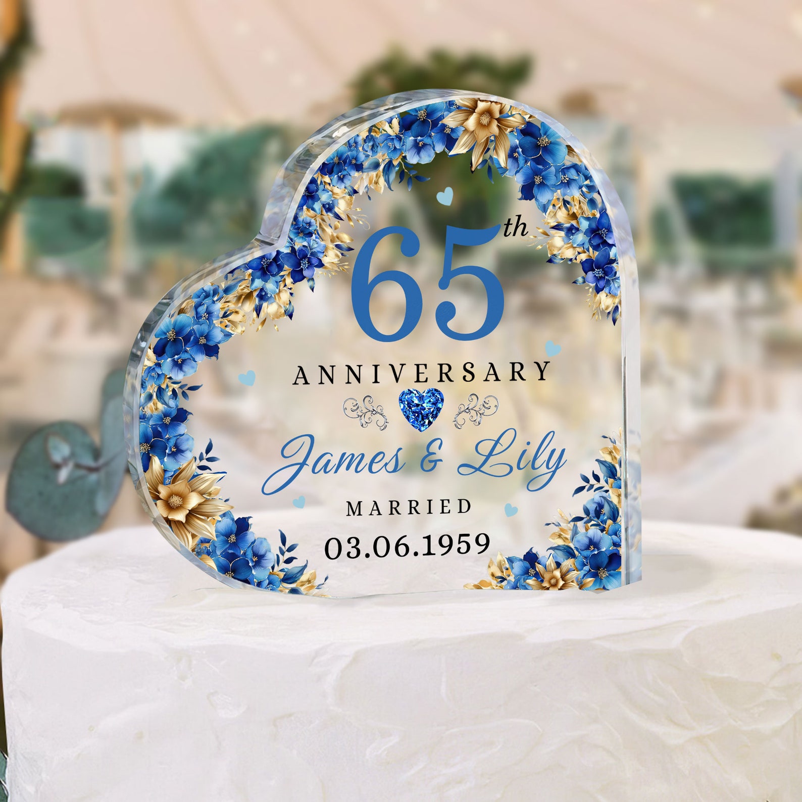 Personalized 65th Wedding Anniversary Cake Topper, 65th Anniversary ...