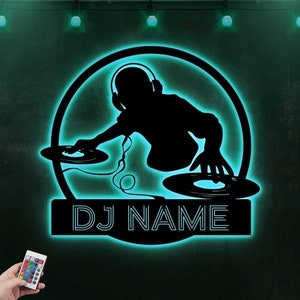 Personalized Name DJ Metal Sign With Led Lights, Custom DJ Gifts ...