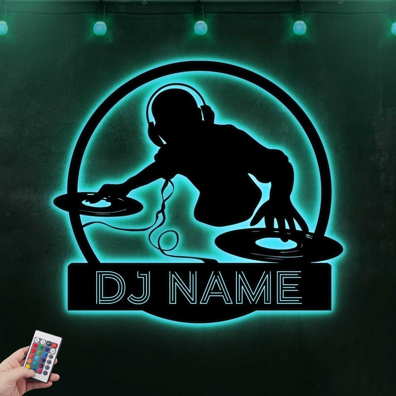 Personalized Name DJ Metal Sign With Led Lights, Custom DJ Gifts ...