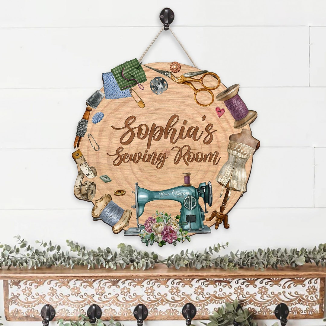 Personalized Wooden Sewing Room Sign, Birthday Gift for Grandma/ Moms ...