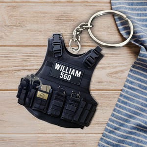 Personalized Police Bulletproof Vest Keychain, Gift for Police, Police ...